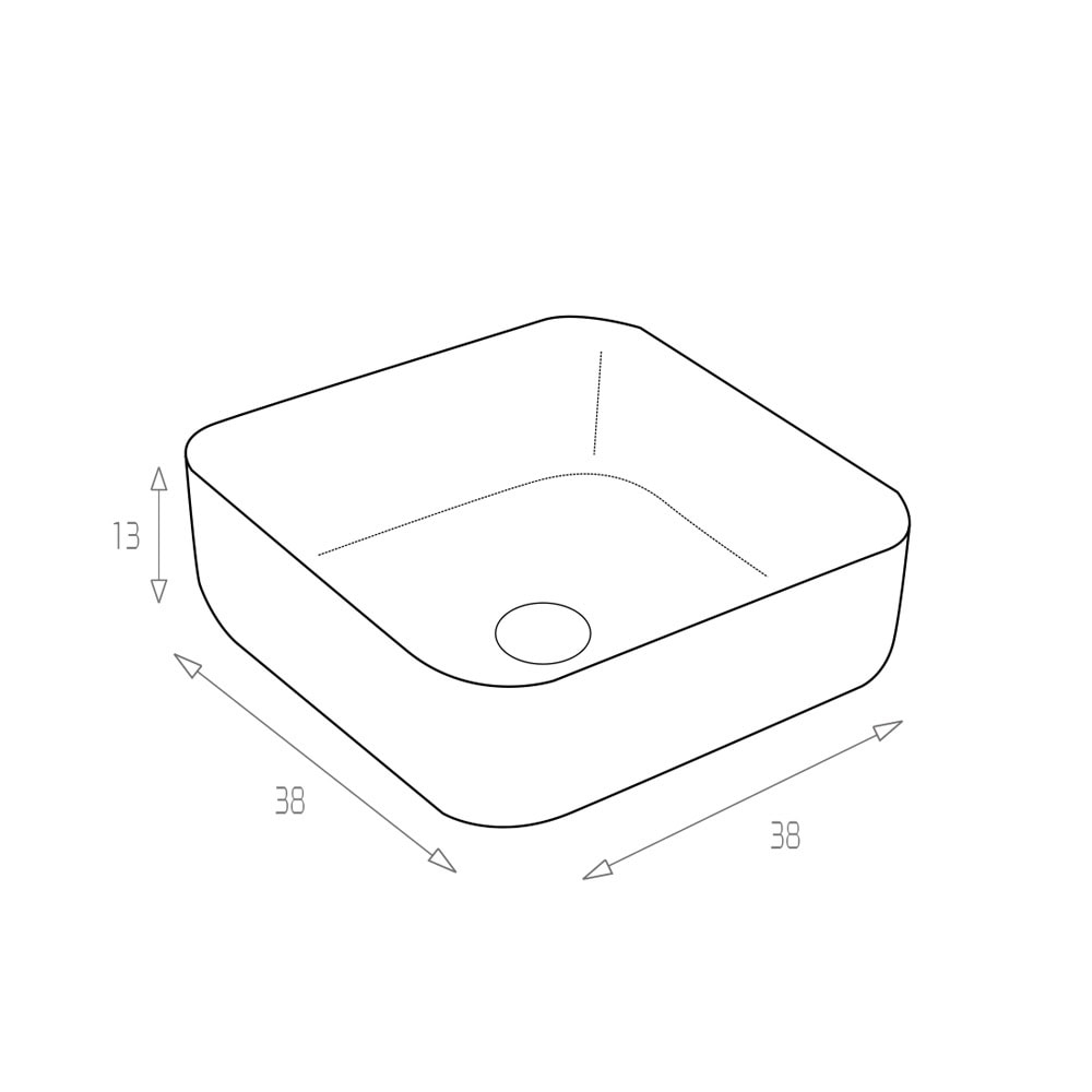 כיור מונח דגם עוז מידות 39X39 גובה 14 - היפוס